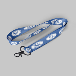 Embroidered 1" Custom Blue Lanyard with Logo and Black Metal Hook AYVGR ...
