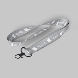 Bespoke 1" Gray Personalized Lanyard with Logo and Black Metal Hook ...