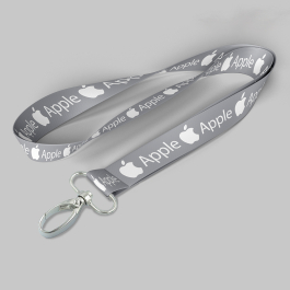 Customized 1" Gray Personalized Lanyard with Logo and Oval Hook CWWMS-TQGCO